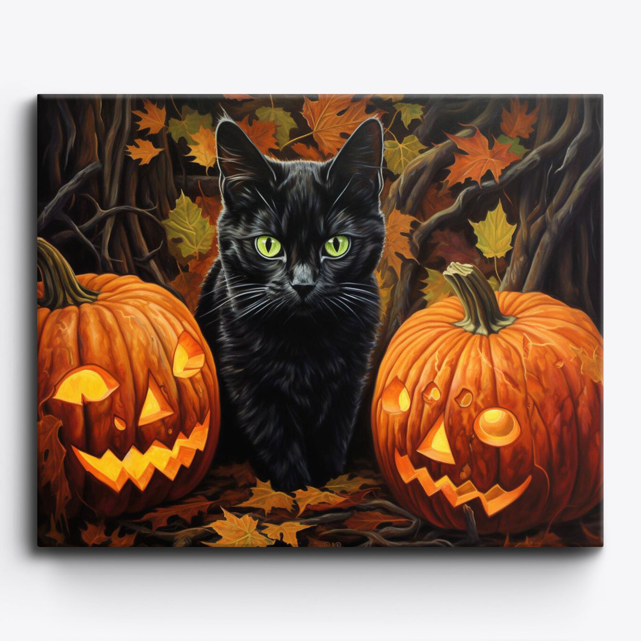 Black Cat's Pumpkin Adventure | Paint by Numbers Kit by Craftoria
