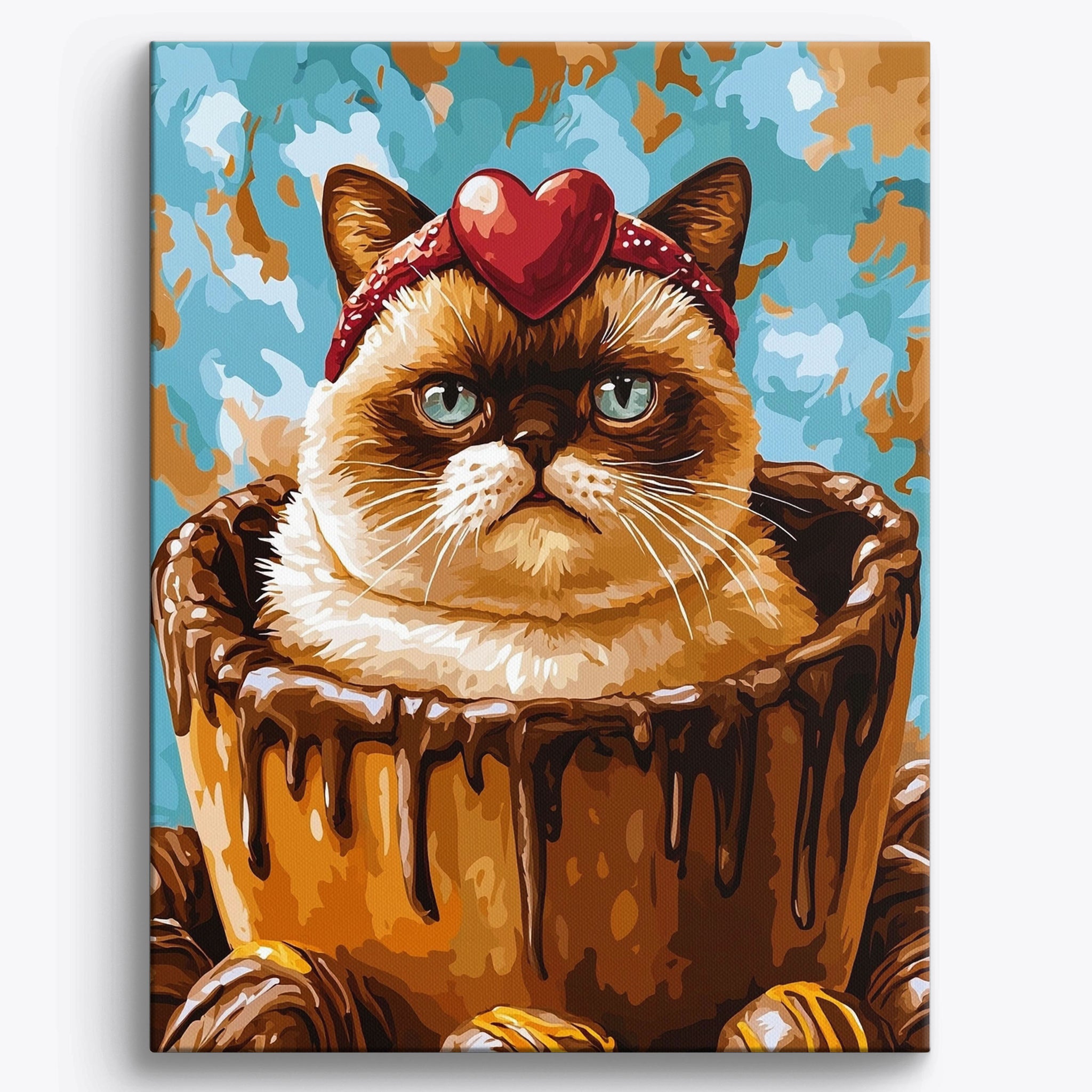 Craftoria DIY Paint by Numbers Kit for Adults and Kids, Grumpy Box Cat ...
