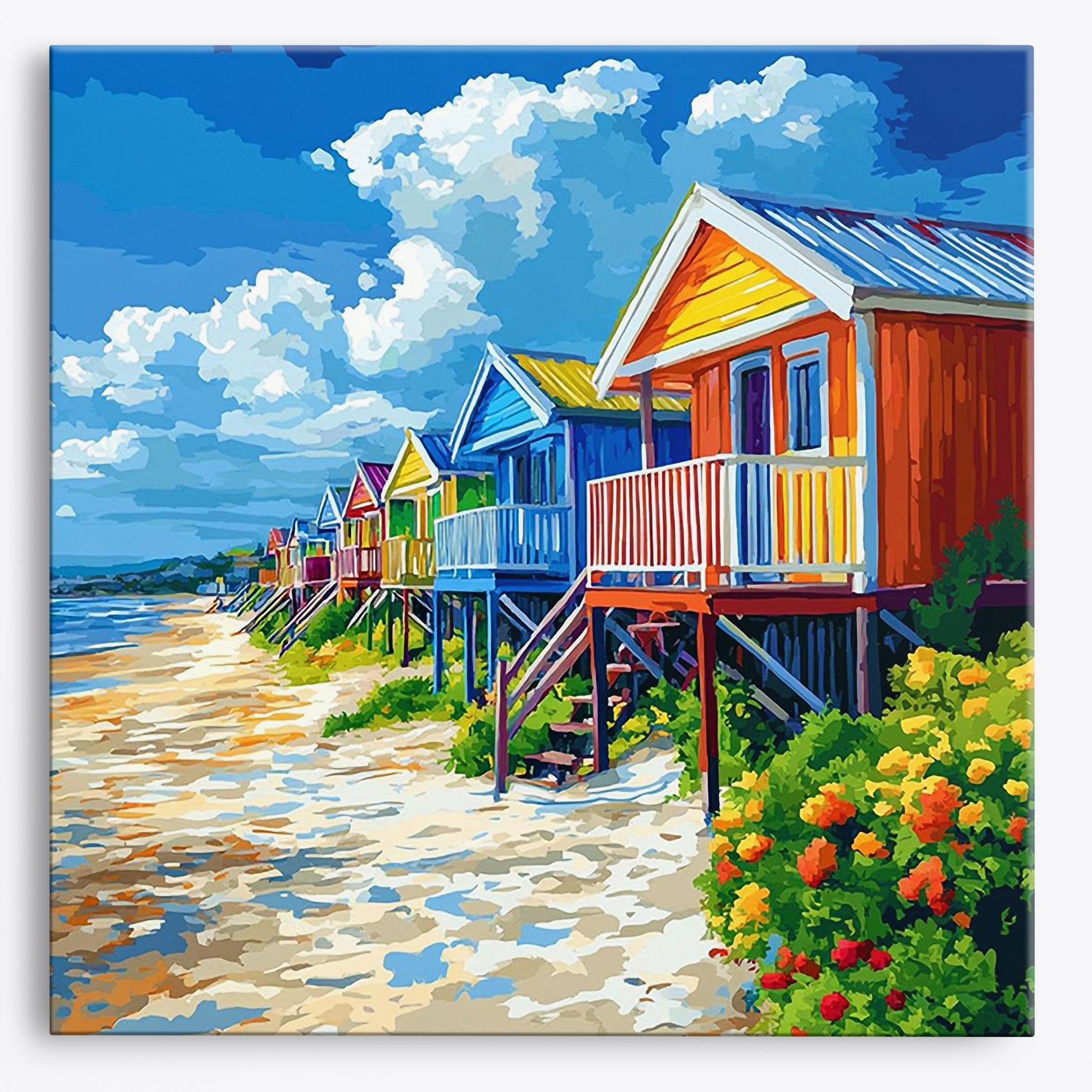 Colorful Beach Huts | Paint by Numbers Kit by Craftoria