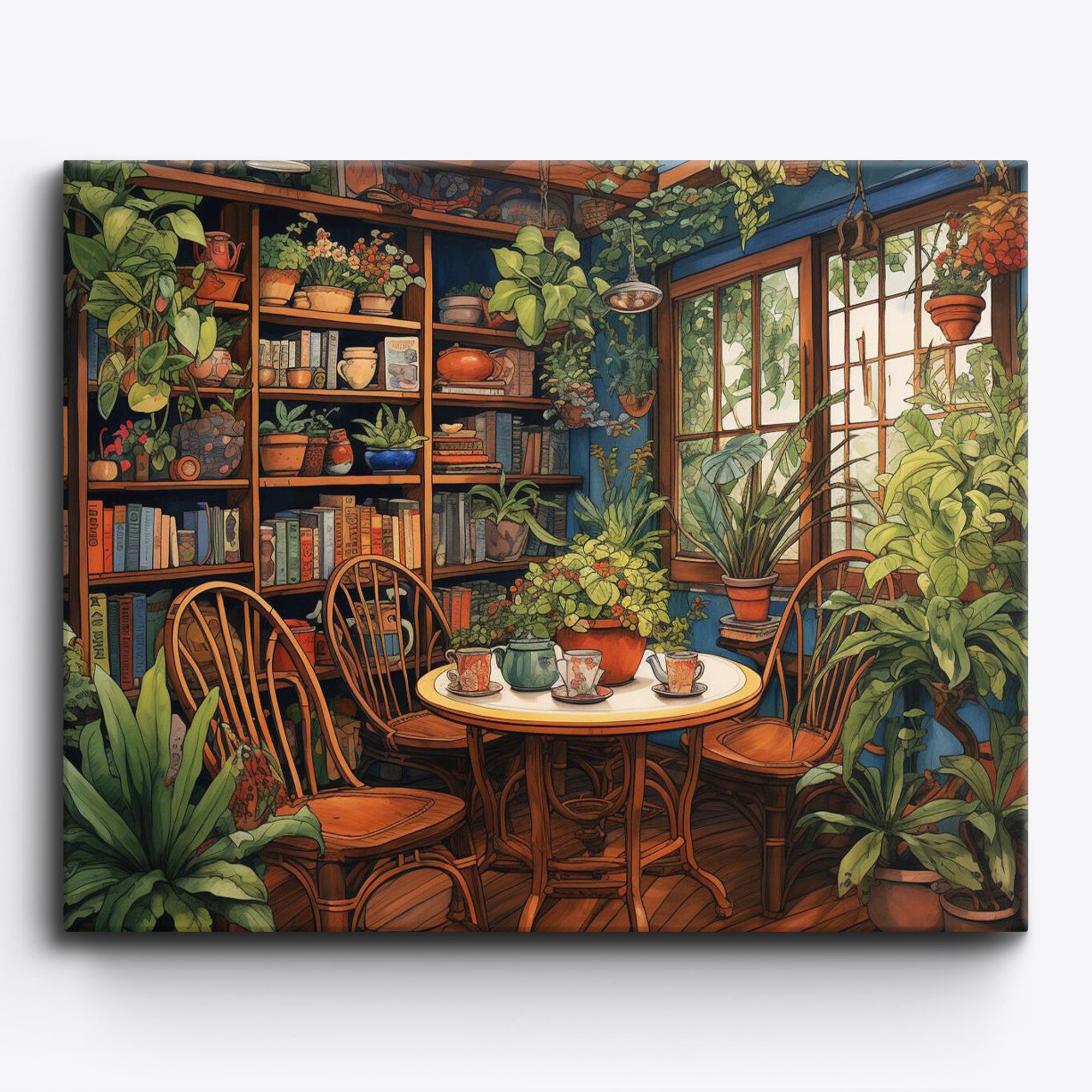 Green Library Retreat | Paint by Numbers Kit by Craftoria