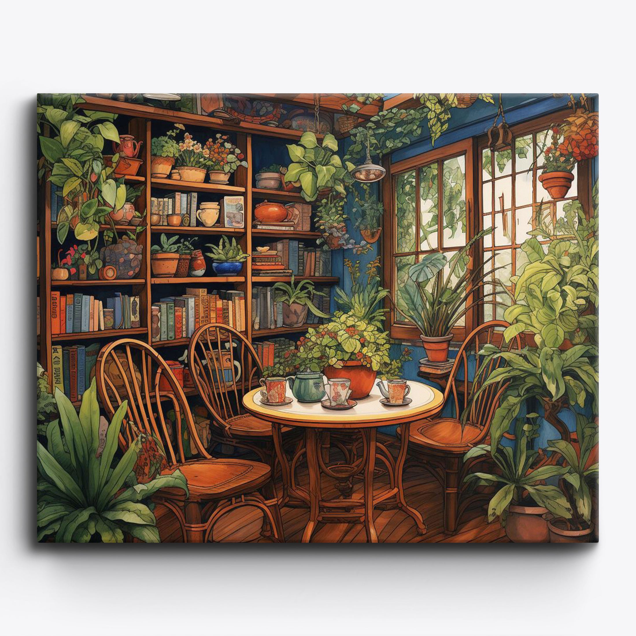 Green Library Retreat | Paint by Numbers Kit by Craftoria