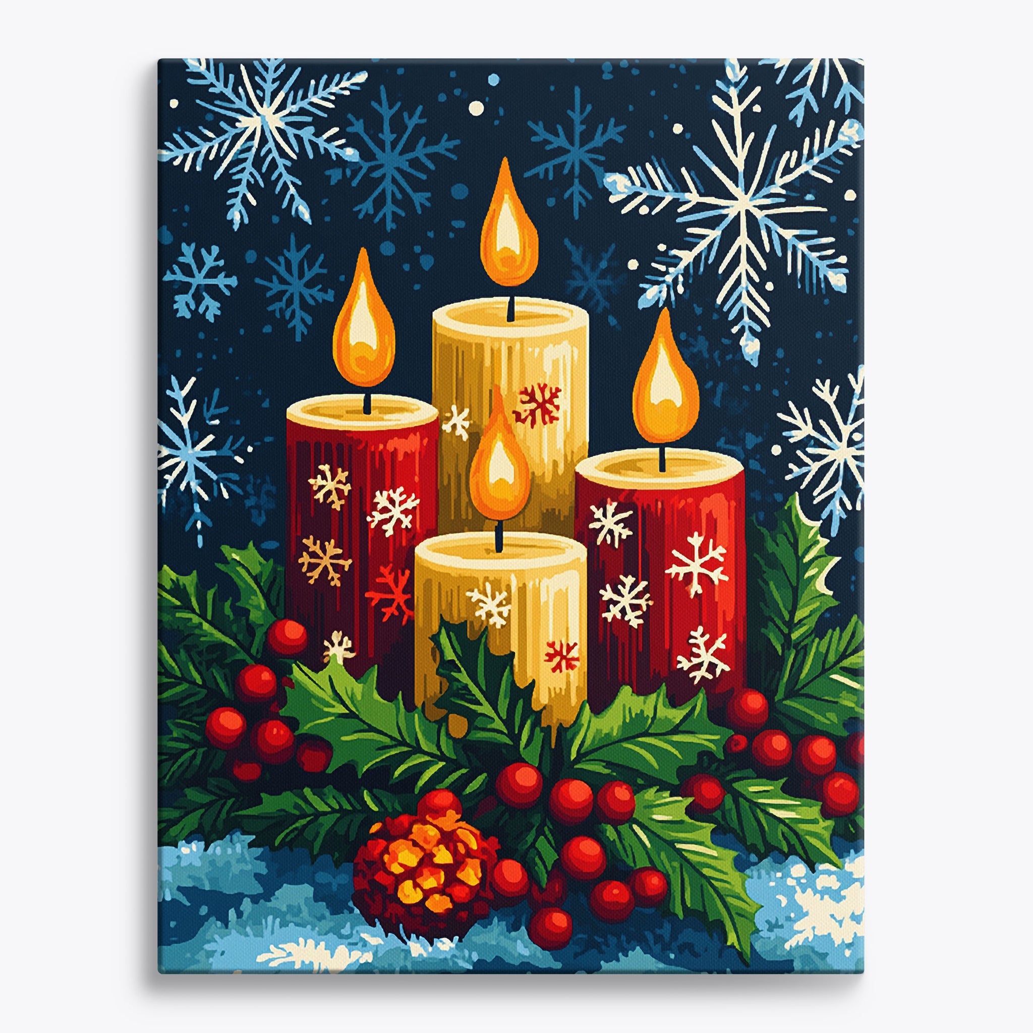Snowy Holly Glow | Paint by Numbers Kit by Craftoria
