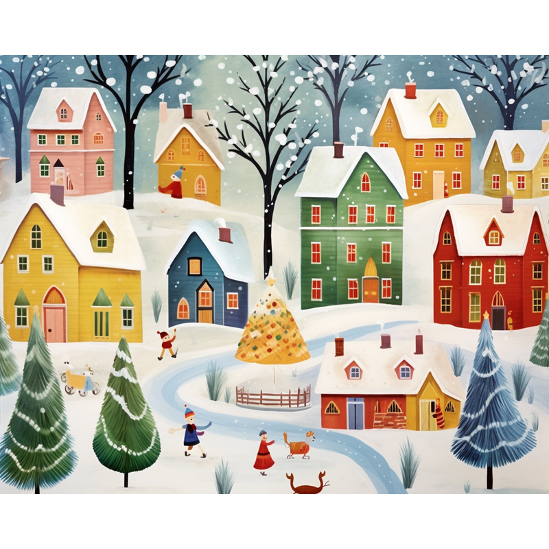 Whimsical Winter Village | Paint by Numbers Kit by Craftoria